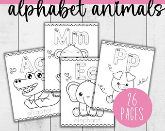 Animal Alphabet A-Z Coloring Pages - Etsy