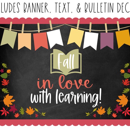 BULLETIN BOARD KIT Fall in Love With Learning Fall Autumn - Etsy