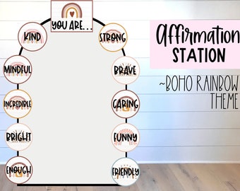 Positive Affirmation Bulletin Board, Classroom Door Decor, Bright Boho ...