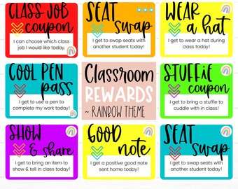 CLASSROOM MANAGEMENT | Classroom Reward Coupons | BOHO Rainbow Theme ...