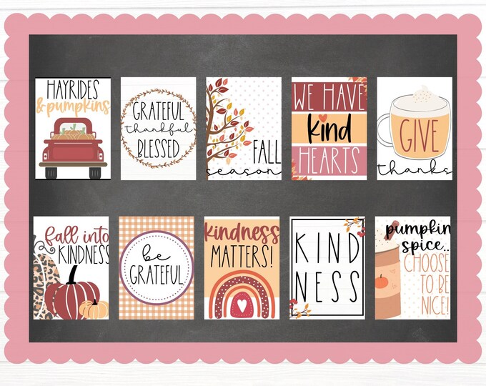 Fall Kindness Bulletin Board Set: Retro Pumpkins & Leaves (PDF) - Etsy ...