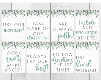 CLASSROOM DECOR Classroom Rules & Expectations BOHO Rainbow Theme ...