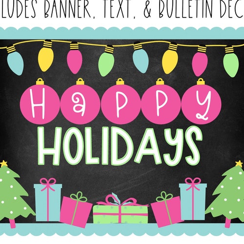 BULLETIN BOARD KIT Happy Holidays Christmas Holiday - Etsy