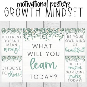 CLASSROOM DECOR Growth Mindset Motivational Posters FARMHOUSE Theme ...