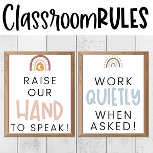 CLASSROOM DECOR Classroom Rules & Expectations BOHO Rainbow Theme ...