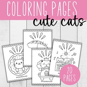 Coloring Pages Kit - Cute Cats | 22 Printable Cat Coloring Pages for ...
