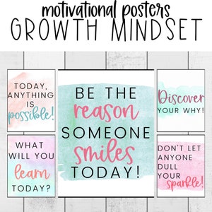 CLASSROOM DECOR | Growth Mindset Motivational Posters | WATERCOLOR ...