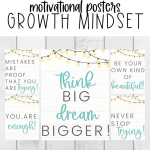 CLASSROOM DECOR | Growth Mindset Motivational Posters | Farmhouse ...