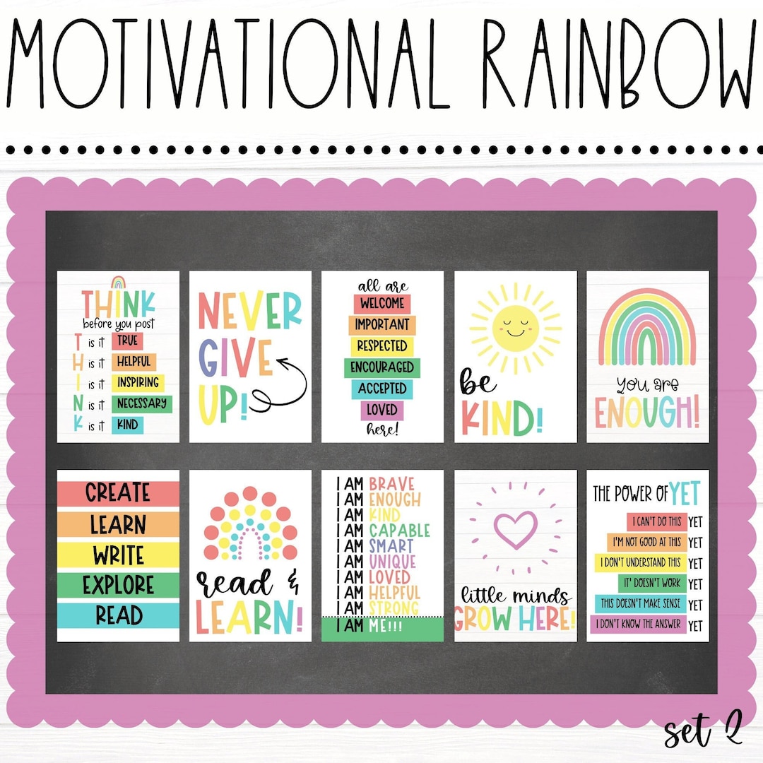 BULLETIN BOARD KITS - Motivational Rainbow Posters | Classroom Décor ...