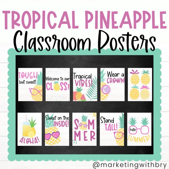 BULLETIN BOARD KITS Tropical Pineapple Summer Posters | Etsy