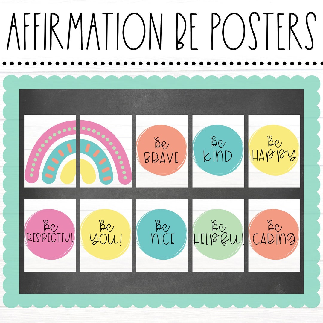 BULLETIN BOARD KITS - Pastel Pop Bright Affirmation Be Posters ...