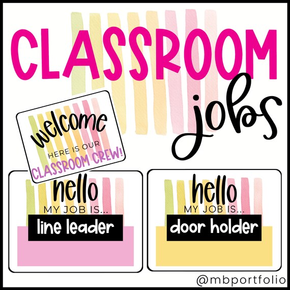 CLASSROOM MANAGEMENT Classroom Student Jobs Watercolor - Etsy