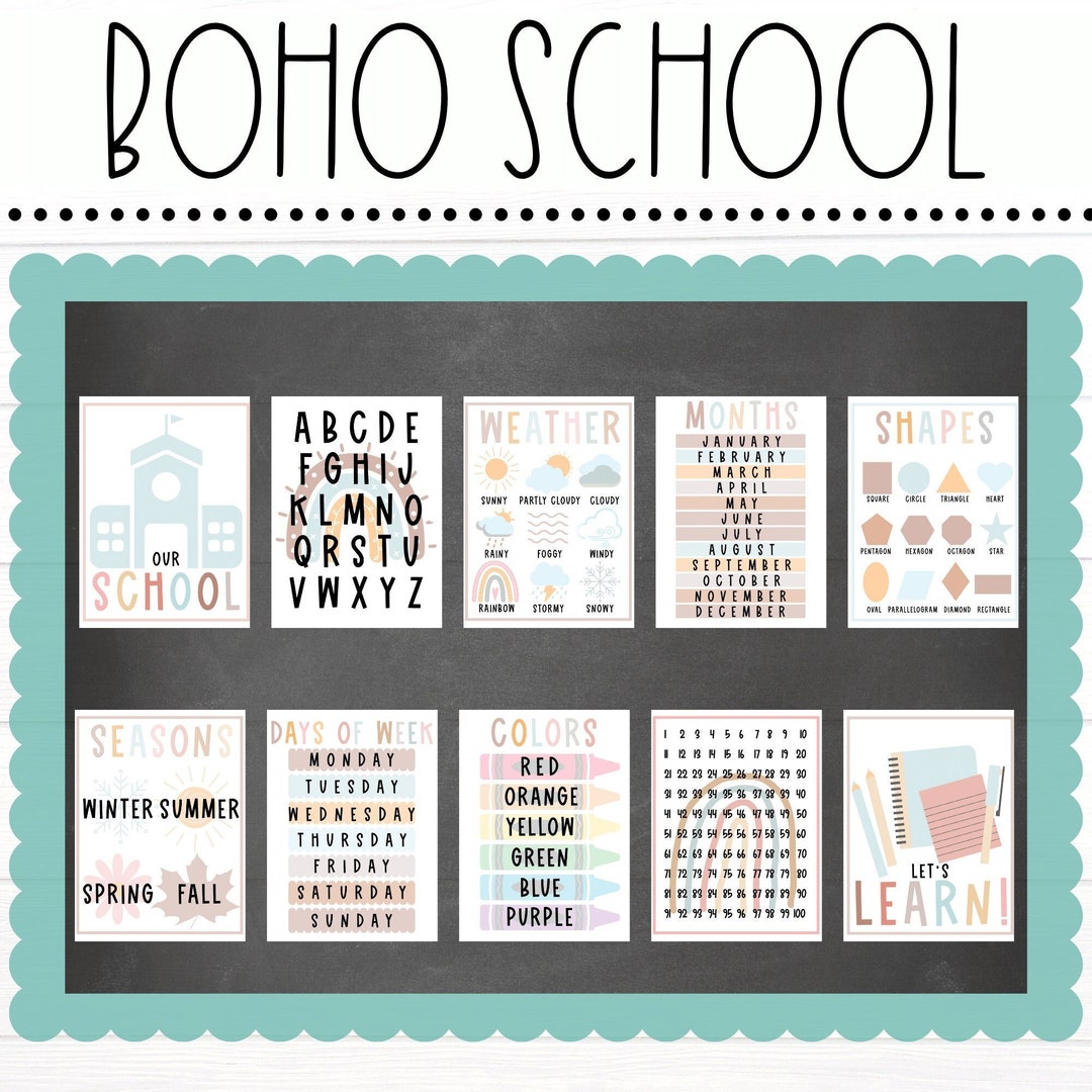 BULLETIN BOARD KITS - Boho Back to School Classroom Posters | Boho ...