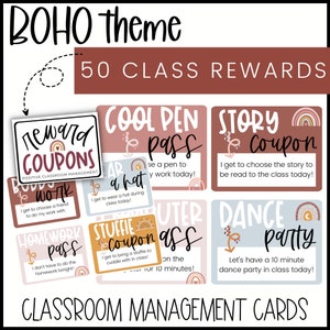CLASSROOM MANAGEMENT | Classroom Reward Coupons | BOHO Rainbow Theme ...