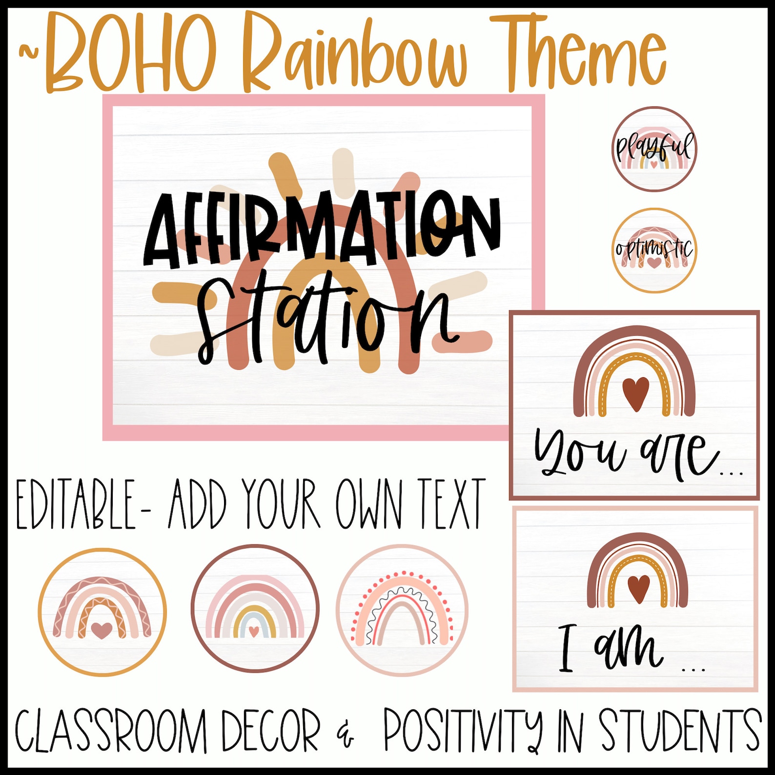 Affirmation Station | BOHO Rainbow THEME | Positive Student Affirmation ...
