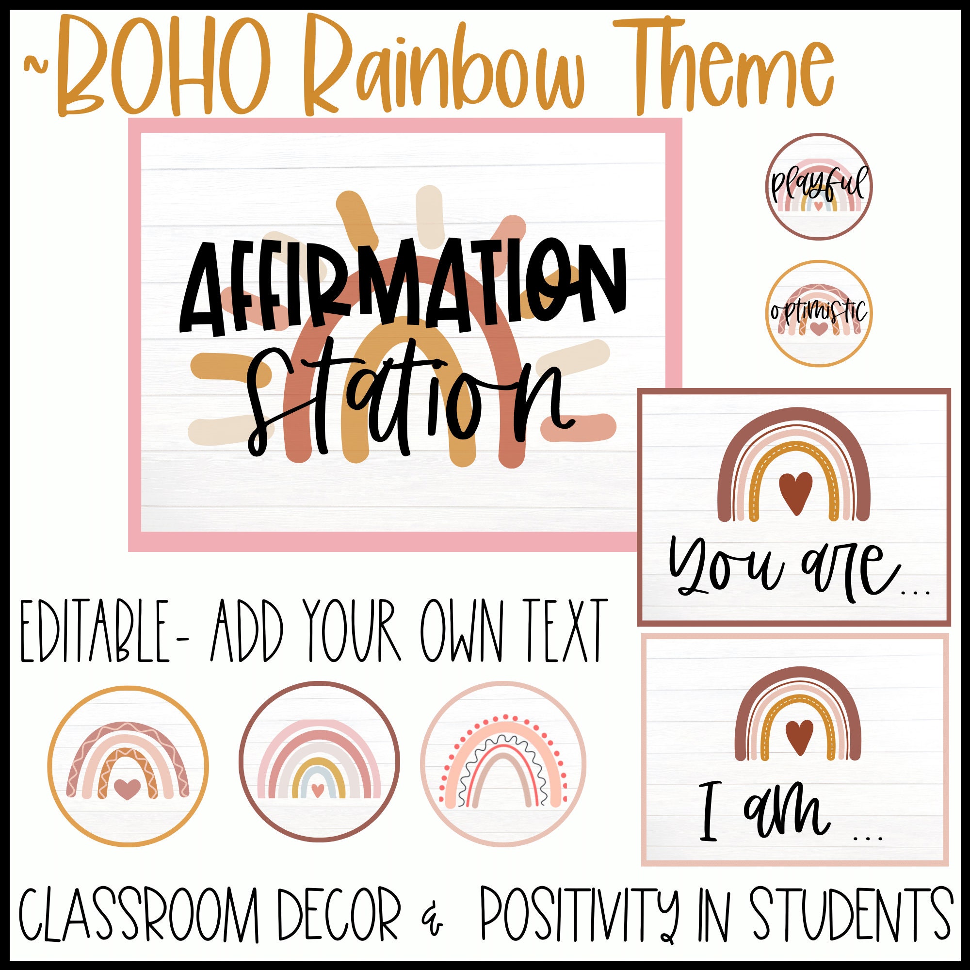 Affirmation Station | BOHO Rainbow THEME | Positive Student Affirmation ...