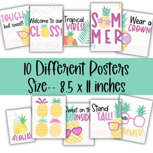 BULLETIN BOARD KITS - Tropical Pineapple Summer Posters | Classroom ...