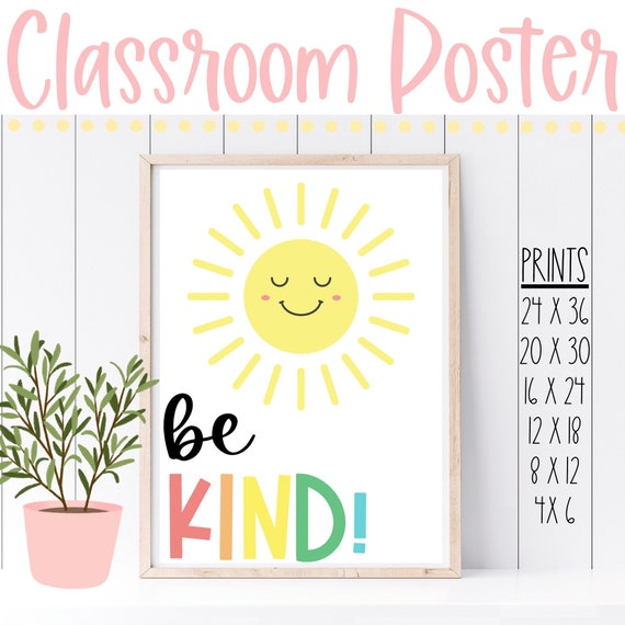 Classroom Poster Be Kind Positive Affirmations Class - Etsy