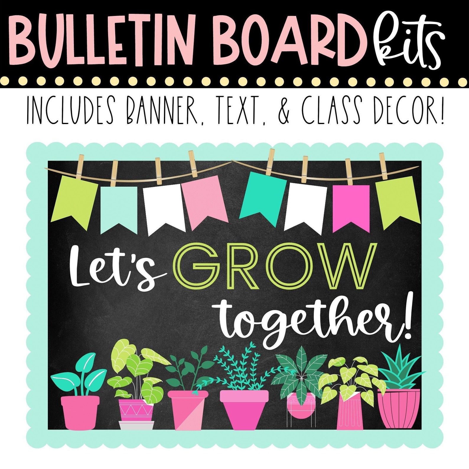 BULLETIN BOARD KIT Let's Grow Together Back to School - Etsy