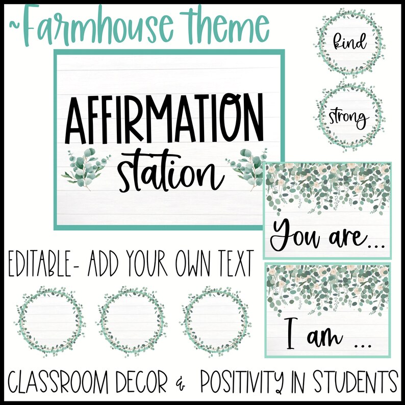 Affirmation Station Farmhouse THEME Positive Student - Etsy