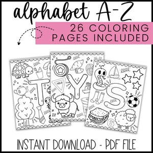 Coloring Pages Kit - Alphabet Fun | 26 A-Z Printable Coloring Pages for ...