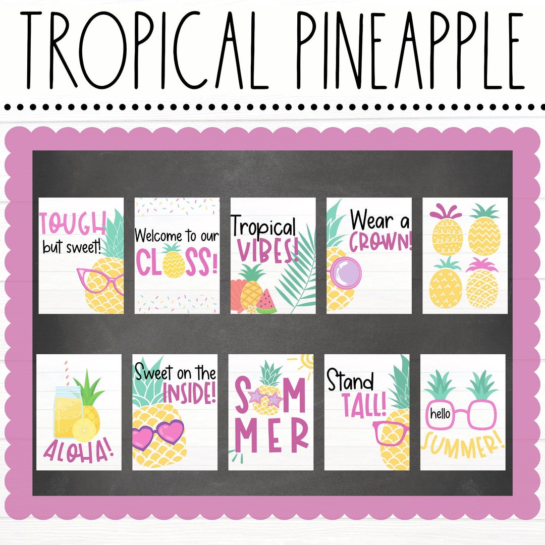 BULLETIN BOARD KITS - Tropical Pineapple Summer Posters | Classroom ...