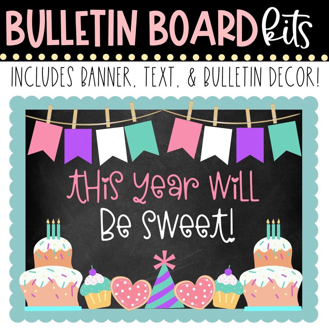 BULLETIN BOARD KIT- Year Will Be Sweet | Happy New Year | Classroom ...