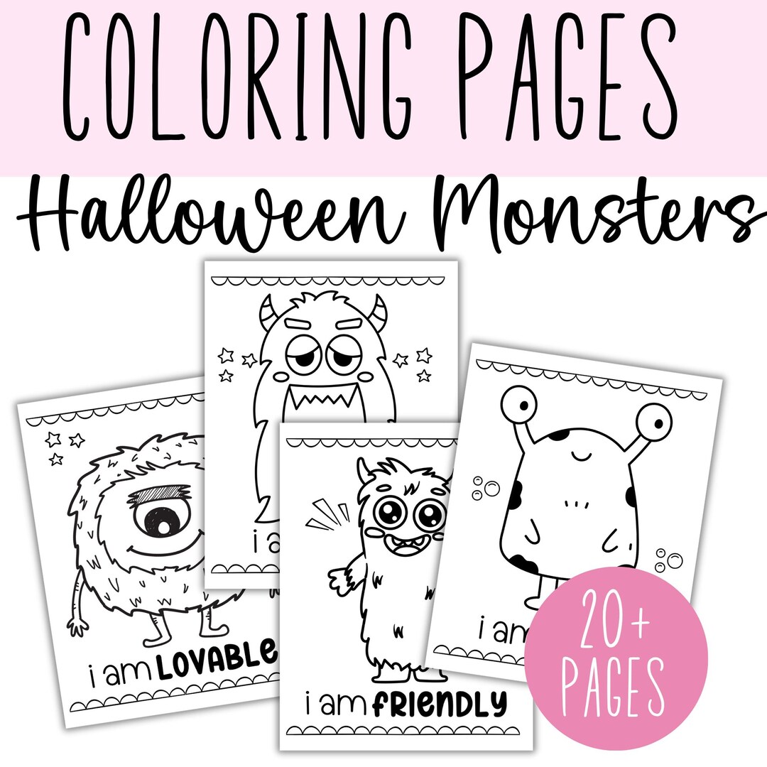 Coloring Pages Kit - Halloween Monster Affirmations | Printable ...