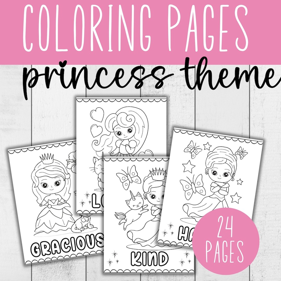 Coloring Pages Kit - Princess Themed | 24 Printable Princess Coloring ...