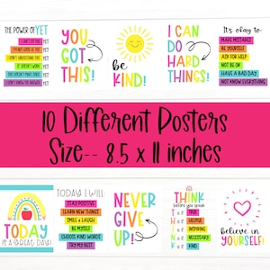 Motivational Classroom Posters: Bright Social Emotional Learning Decor ...