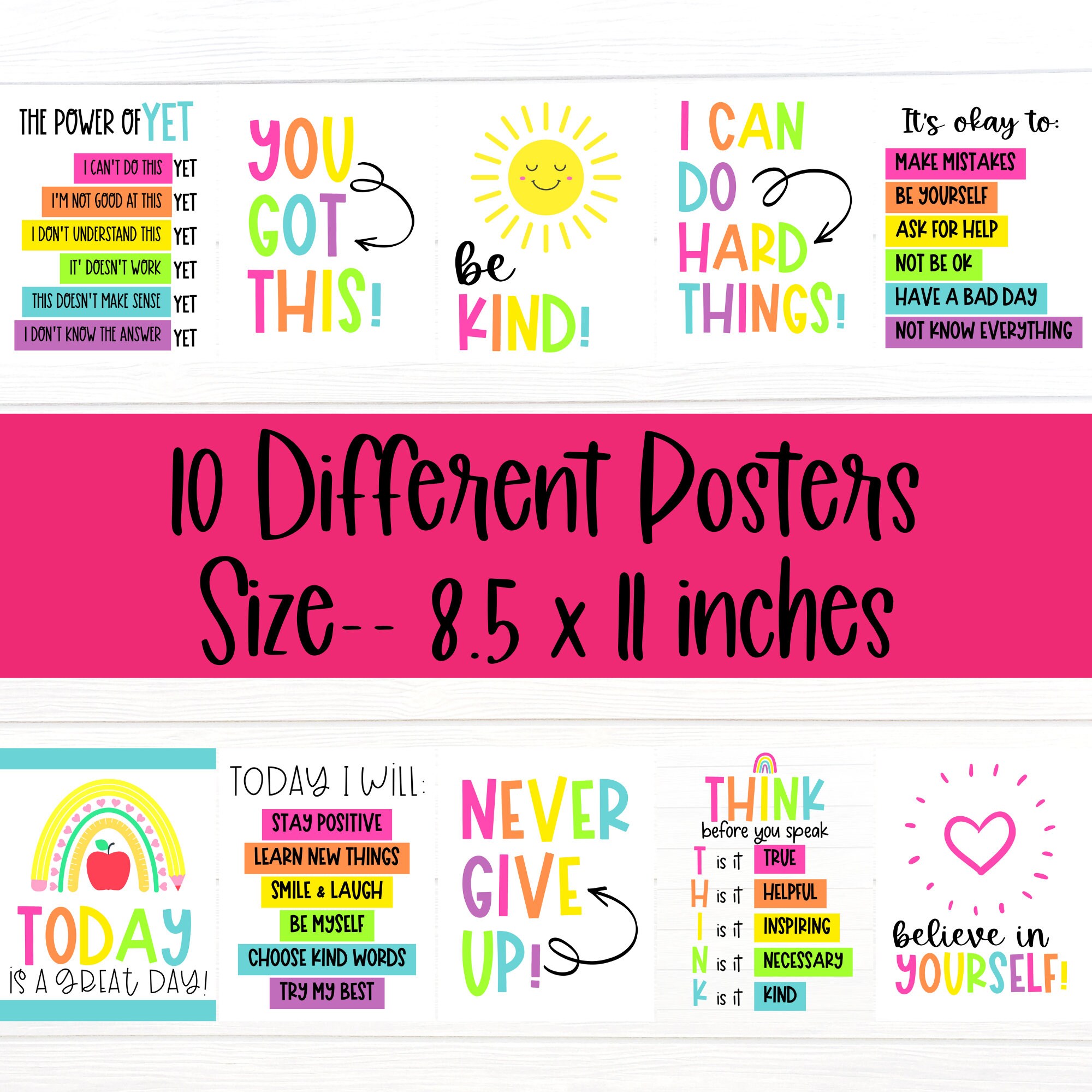 Motivational Classroom Posters: Bright Social Emotional Learning Decor ...