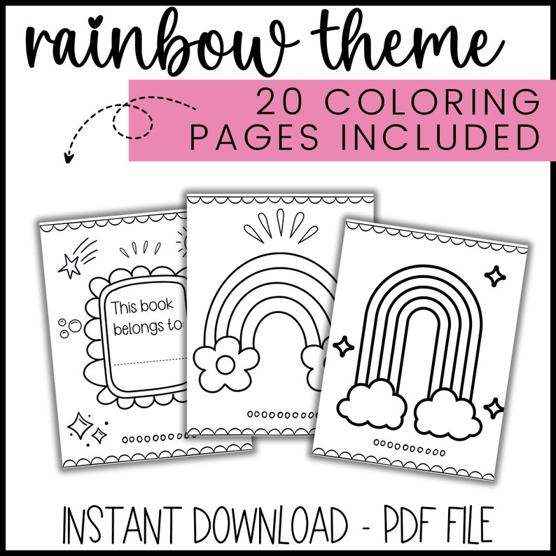 Coloring Pages Kit - Rainbow Fun | 20 Printable Rainbow Coloring Pages ...