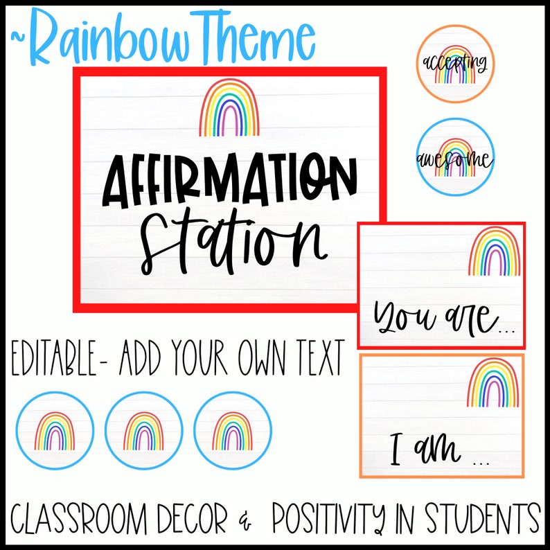 Affirmation Station Rainbow THEME Positive Student - Etsy