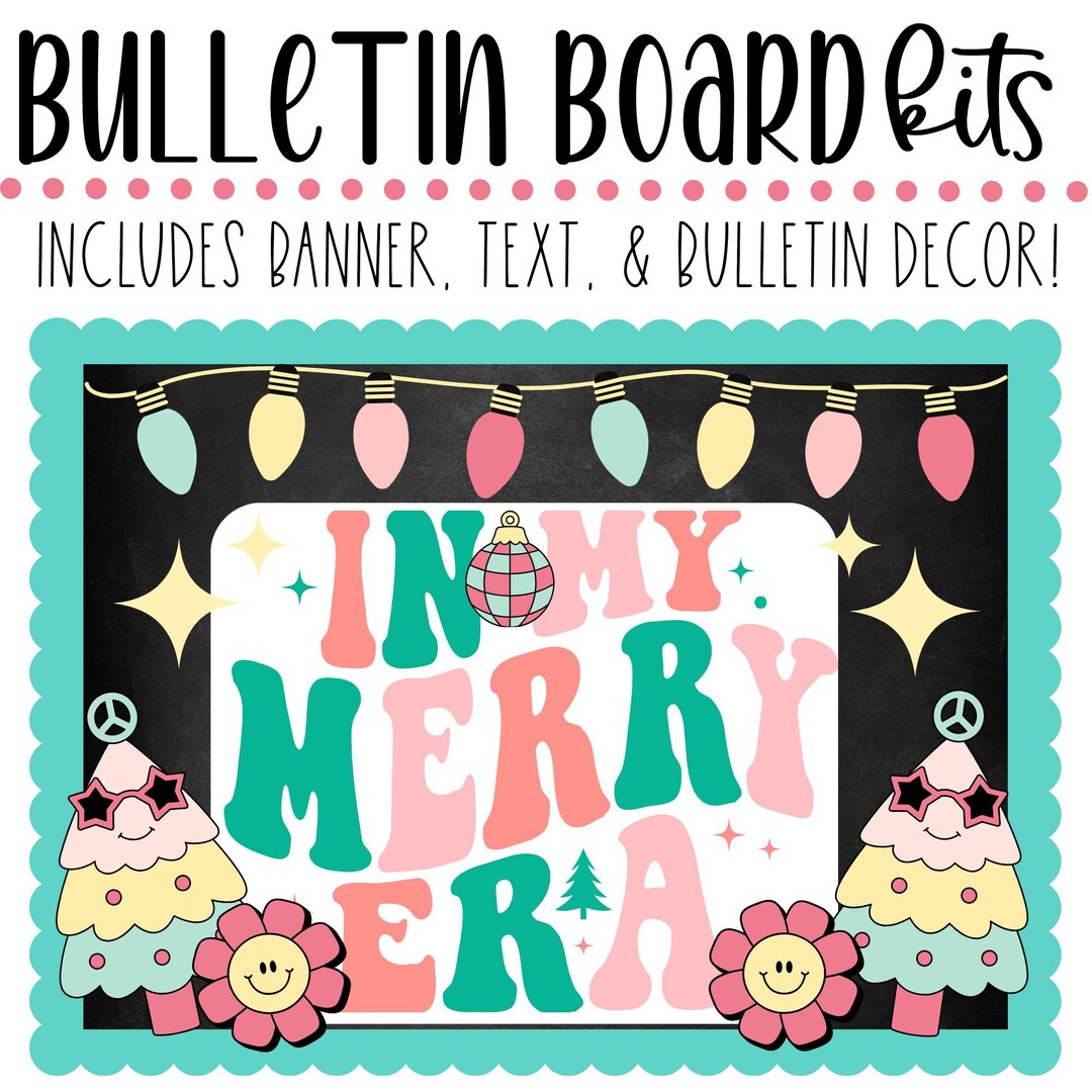 BULLETIN BOARD KIT- Retro Merry Christmas | Christmas Holiday ...