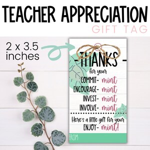 TEACHER GIFT TAGS - Thanks for Your Commitment, Involvement | Teacher ...