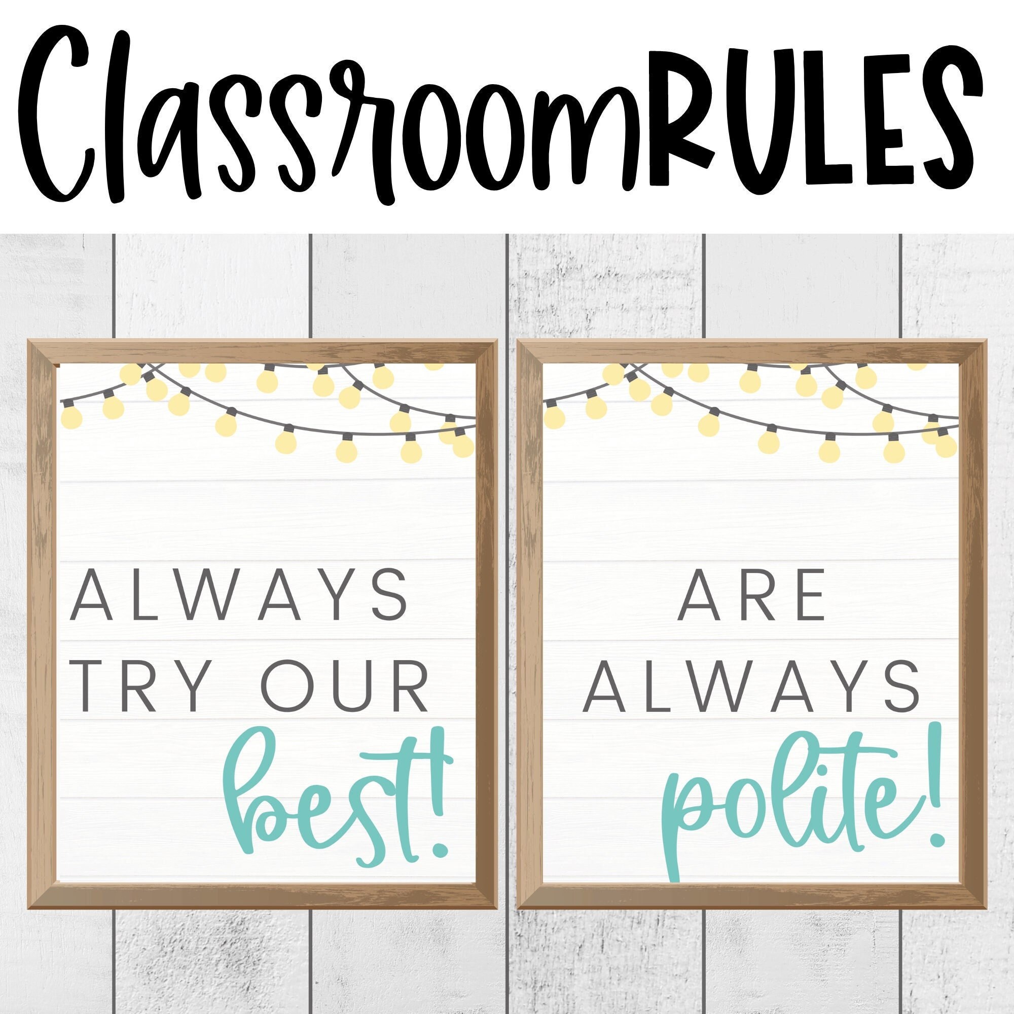 CLASSROOM DECOR - Classroom Rules & Expectations | FARMHOUSE Lights ...