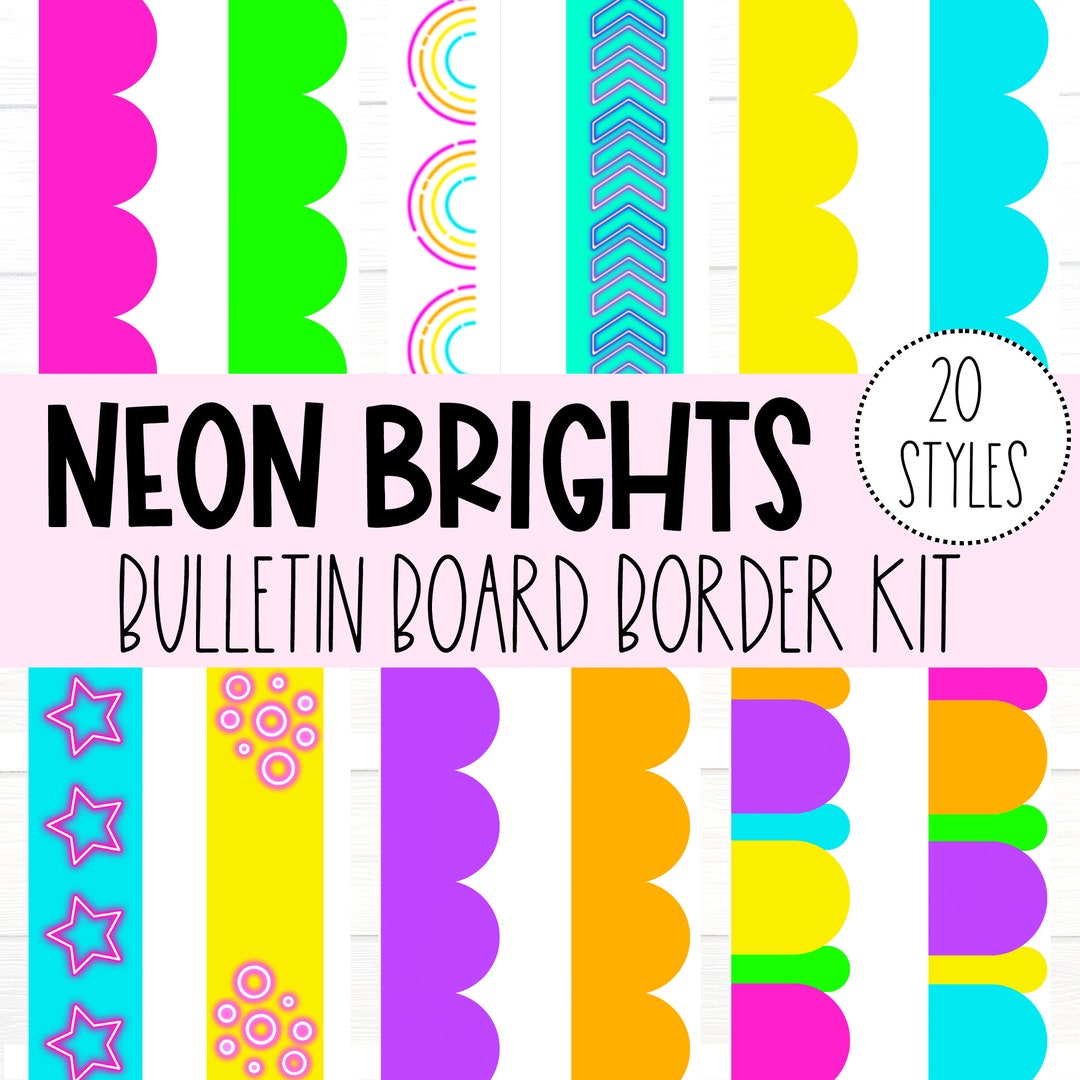 BULLETIN BOARD BORDERS - Neons Collection | Classroom Bulletin Décor ...