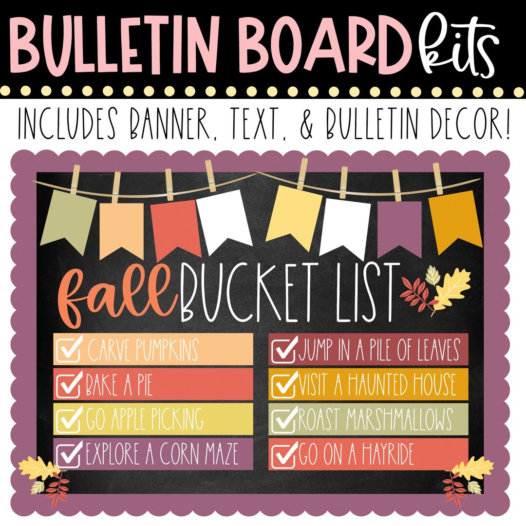 BULLETIN BOARD KIT Fall Bucket List Fall Autumn Season Classroom Décor ...
