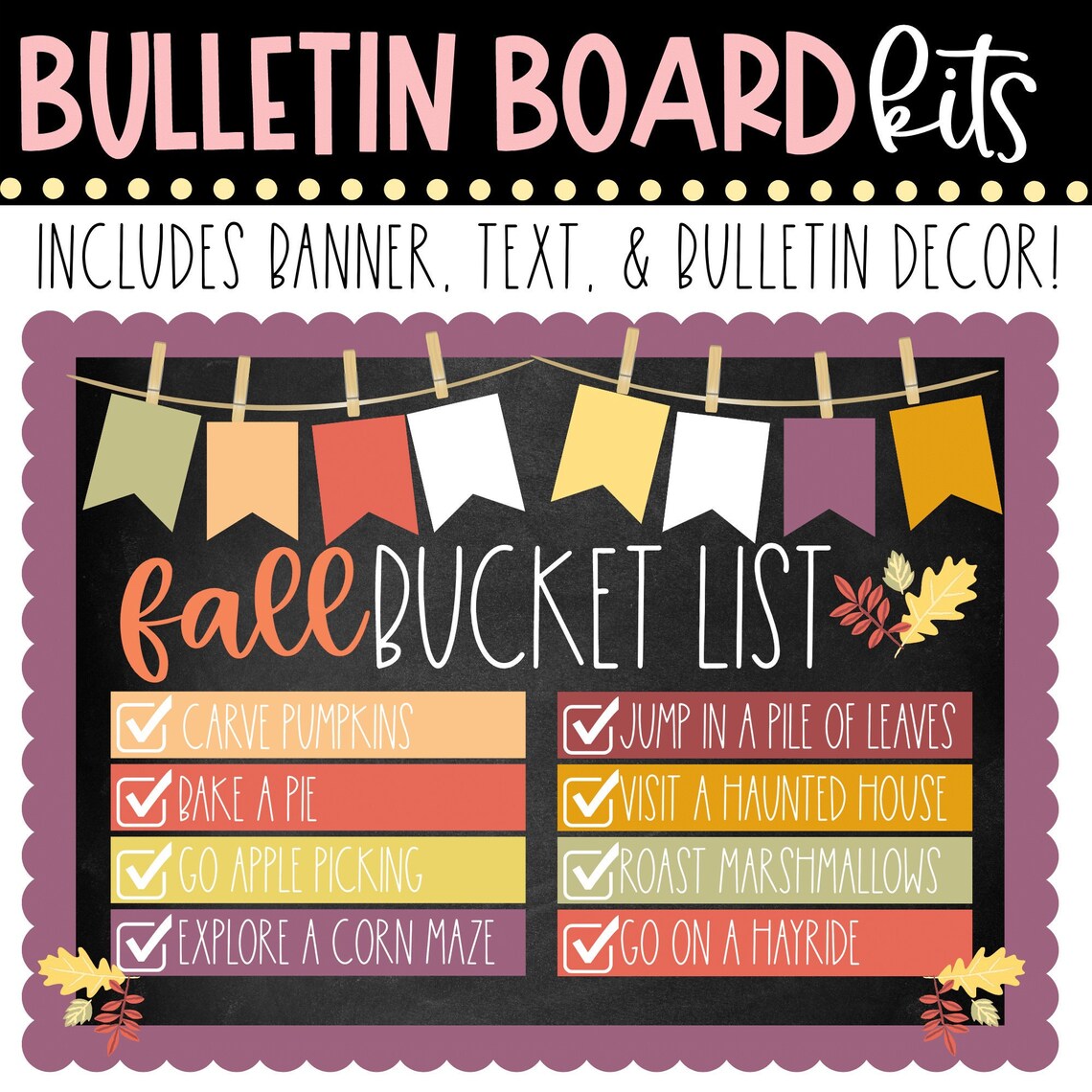 BULLETIN BOARD KIT Fall Bucket List Fall Autumn Season - Etsy