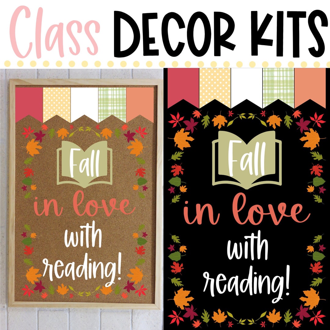 CLASS DECOR KIT Fall in Love With Reading Fall Autumn Thanksgiving ...