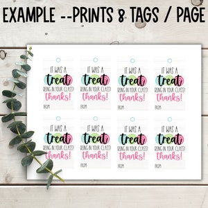 TEACHER GIFT TAGS - It Was a Treat Being in Your Class! | Teacher Tag ...