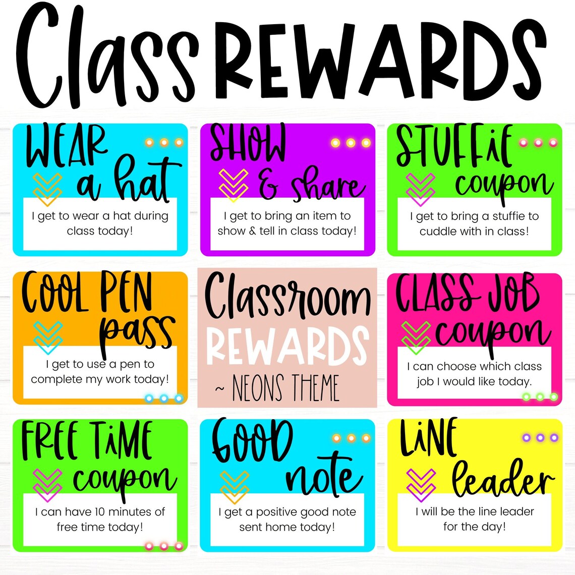 CLASSROOM MANAGEMENT | Classroom Reward Coupons | NEONS Theme | Student ...