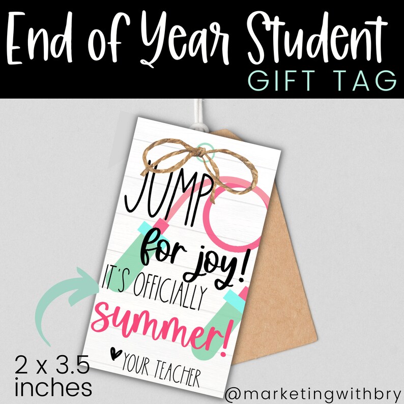 STUDENT GIFT TAGS Jump for Joy It's Summer End of Year - Etsy
