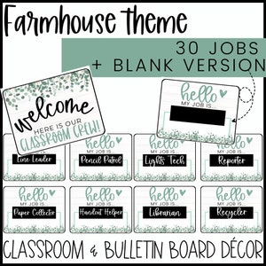 CLASSROOM MANAGEMENT Classroom Student Jobs Farmhouse | Etsy