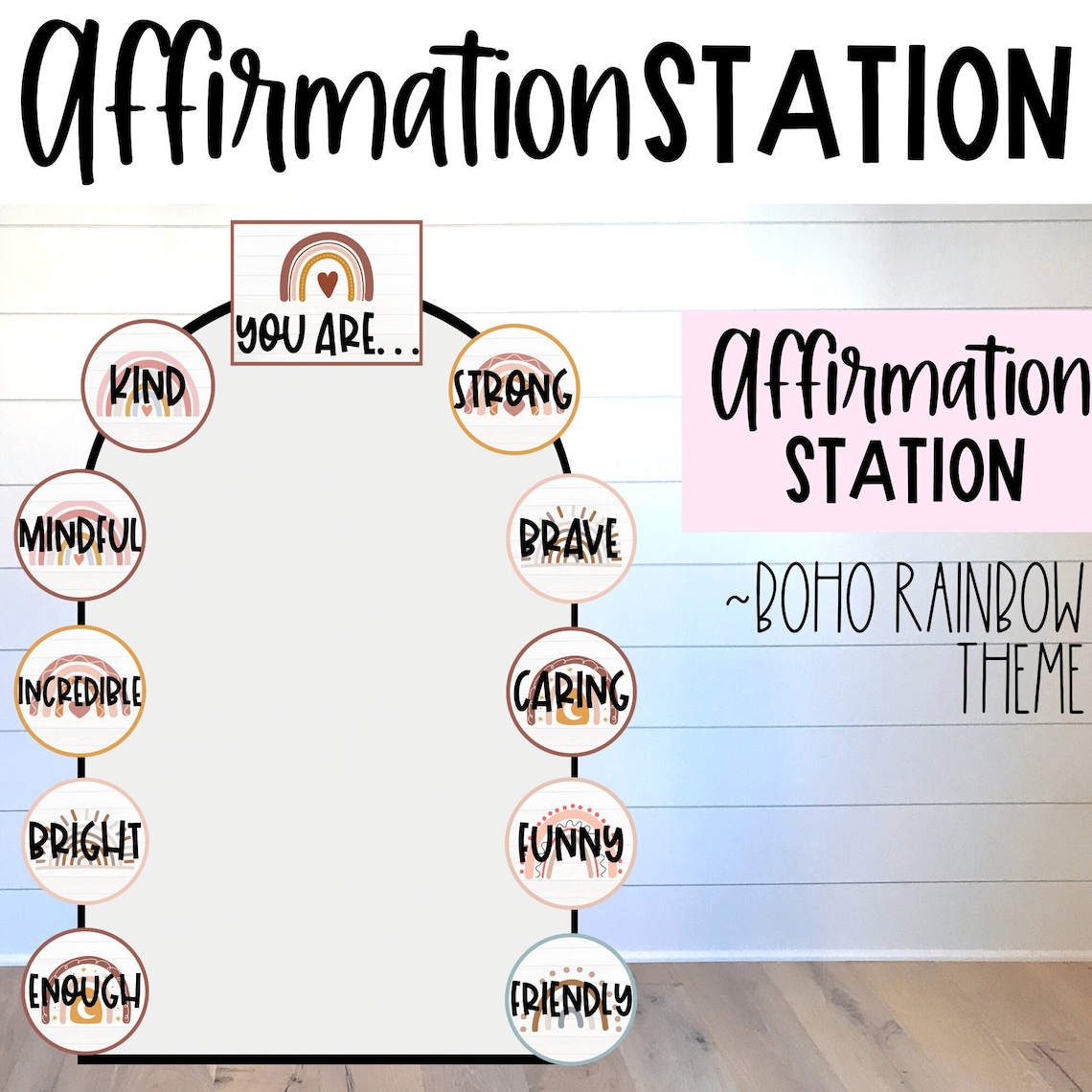 Affirmation Station | BOHO Rainbow THEME | Positive Student Affirmation ...