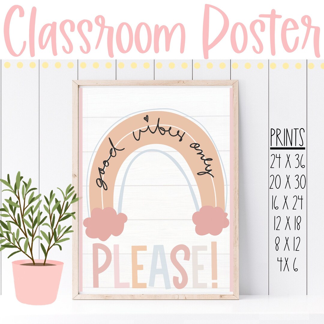 Classroom Poster | Good Vibes Only Please | Motivational Poster | Class ...