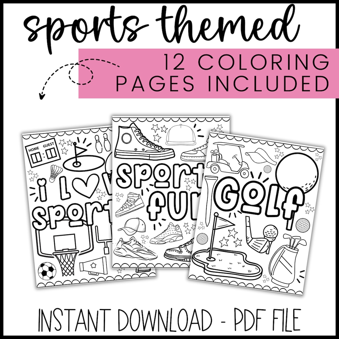 Coloring Pages Kit - Sports Fun | 12 Printable Sports Coloring Pages ...