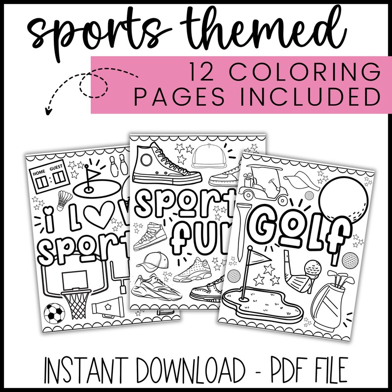 Coloring Pages Kit - Sports Fun | 12 Printable Sports Coloring Pages ...