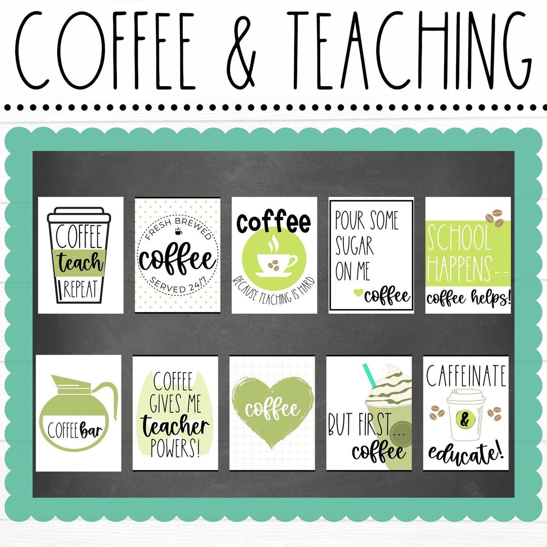 BULLETIN BOARD KITS Coffee Inspired Staffroom Posters Teachers Lounge ...