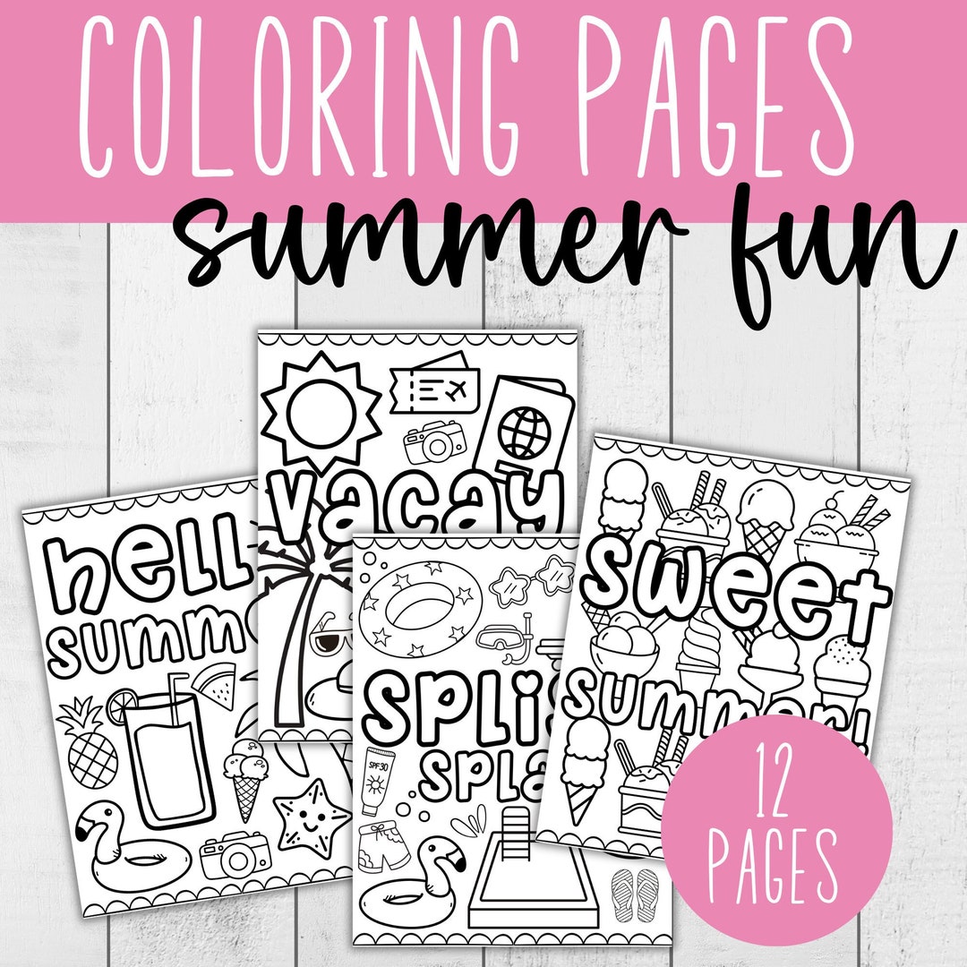 Coloring Pages Kit - Summer Fun | 12 Printable Summer Coloring Pages ...